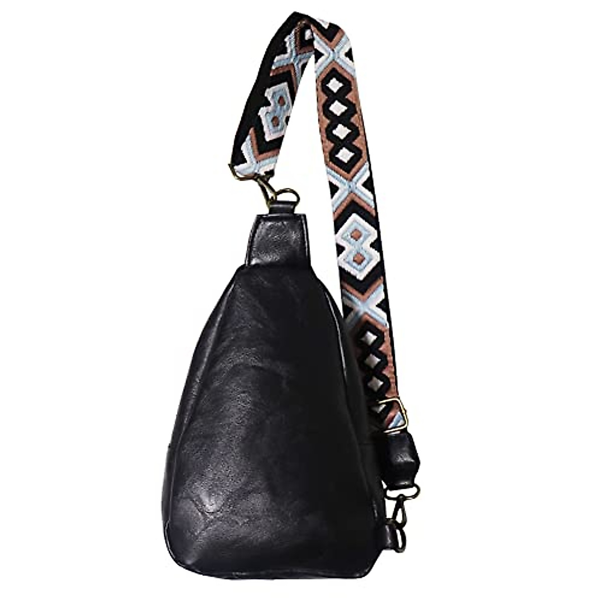 Sling Bag for Women PU Leather Crossbody Plush Splicing Satchel Chest Daypack Shoulder Backpack Cycling Hiking Travel