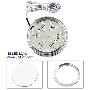 LIT-PaTH LED Cabinet Puck Lighting Fixture, 12W 1020 Lumens, Dimmable Under Counter Light for Kitchen Closet Lighting, 6-Pack