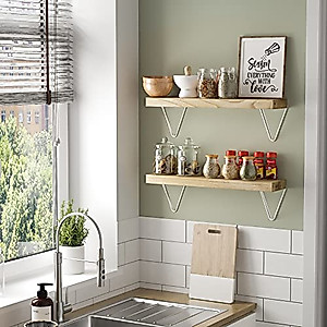 Wallniture Colmar 24" Floating Shelves for Wall Storage, Bookshelf Living Room Decor, Bathroom Shelf, Wall Shelves for Bedroom and Kitchen Set of 2, Burnt