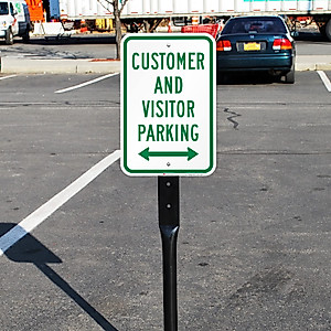 SmartSign-K-5661-EG "Customer and Visitor Parking" Sign with Bi-directional Arrow | 12" x 18" 3M Engineer Grade Reflective Aluminum