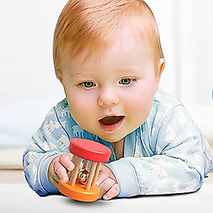 Promise Babe Natural Infant Gym Organic Wooden Rattle Wooden Bells Rattles Nursing Shower Gifts Waldorf Toys Red