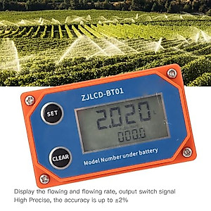 Water Sensor,Digital Water Meter with LCD Display,High Accuracy Stainless Steel Flowmeter for Water Plant,Swimming Pool,Fish Pond,10 to 120L per Minute,Withstand Pressure