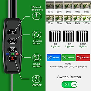Wiaxulay LED Plant Grow Light Strips, 36W 240LEDs Full Spectrum Grow Lights for Indoor Plants, Grow Lamp with Auto On/Off 3/9/12H Timer 10 Dimmable Levels and 3 Switch Modes for Seedling