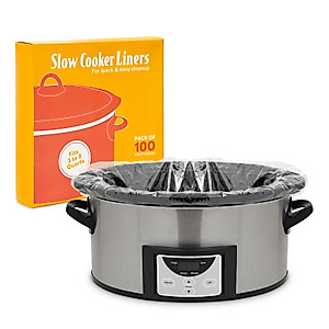 100 Pack Slow Cooker Liners, Clear Plastic Cooking Bags for Oval or Round Pot, 3-8 QT, Easy Clean Up, Regular Size, Disposable (13x21 in, Bulk Pack)