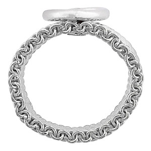 Sterling Silver Heavy Mesh Ring w/Heart Handmade 5/16 inch wide, size 10