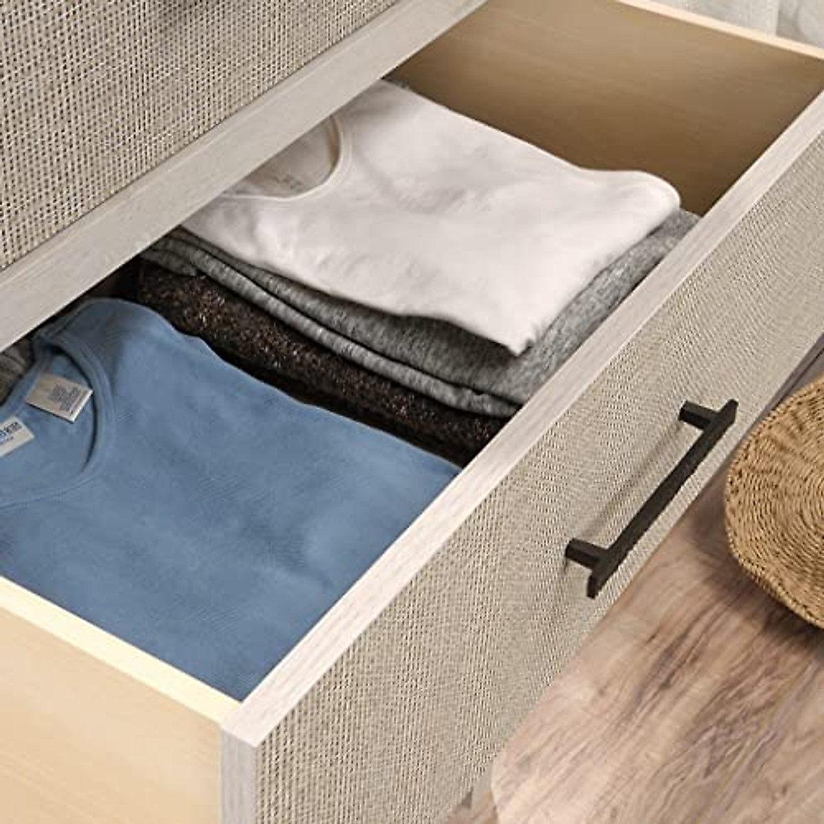 Sauder Pacific View Dresser, L: 28.78" x H: 17.48" x W: 44.213", Chalked Chestnut Finish