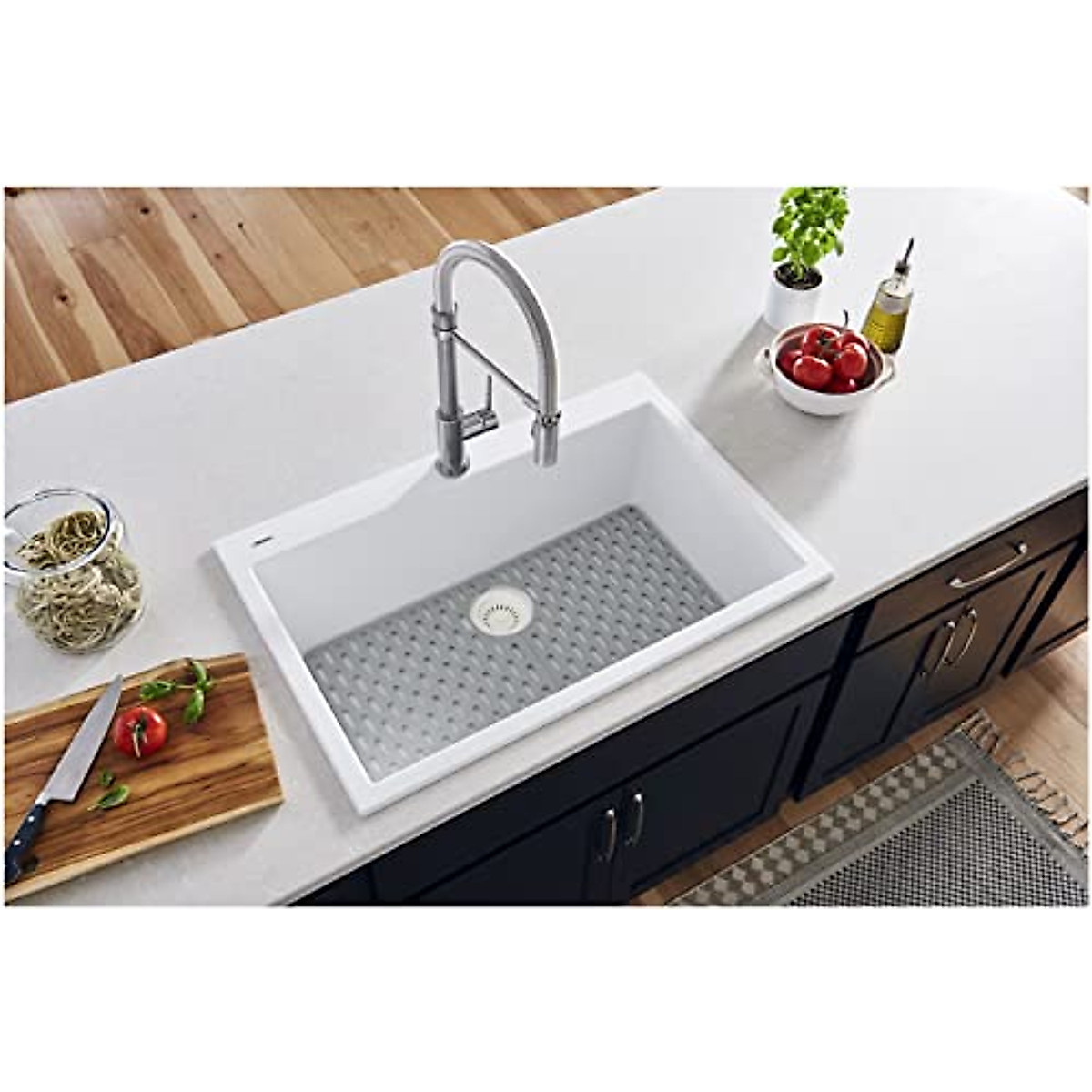 Ruvati 30 x 20 inch Drop-in Topmount Granite Composite Single Bowl Kitchen Sink epiGranite - Arctic White - RVG1030WH