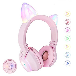 YUSONIC Cat Ear Bluetooth Headphones,Toddlers Kids Wireless Headphones for Boys Girls Amazon Fire Tablet/Laptop/iPad/School (Purple)