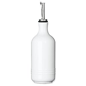 HAOTOP Ceramic Olive Oil Dispenser Bottle,Perfect for Storage of Oil or Vinegar,14 oz (White)