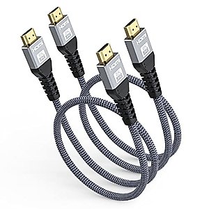 Short HDMI Cable 1.5FT 2-Pack, 8K HDMI 2.1 Cable HDMI to HDMI Cord 48Gbps Ultra High Speed (8K@60Hz, 4K@120Hz, 2K, 1080P, HDR, 3D, eARC) for Laptop, Monitor, Switch, PS5/PS4, Xbox