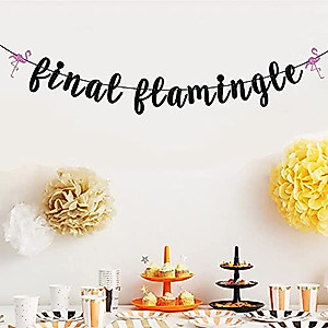Betalala Final Flamingle Banner, Flamingo Bachelorette Party Decorations, Tropical Hawaii Luau Bachelorette Party Decorations Black Glitter