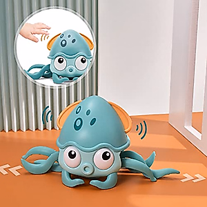 Growinlove Baby Crawling Toy Musical Interactive Crawling Octopus Toy with Music, LED Light Up and Automatically Avoid Obstacle, Moving Toy for Toddler Babies Boys Girls
