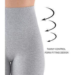 AEKO Women's Yoga Pants Soft Cotton Blend High Waist Workout Leggings (S/M USA 2-6, LHW010N-L.Gry)