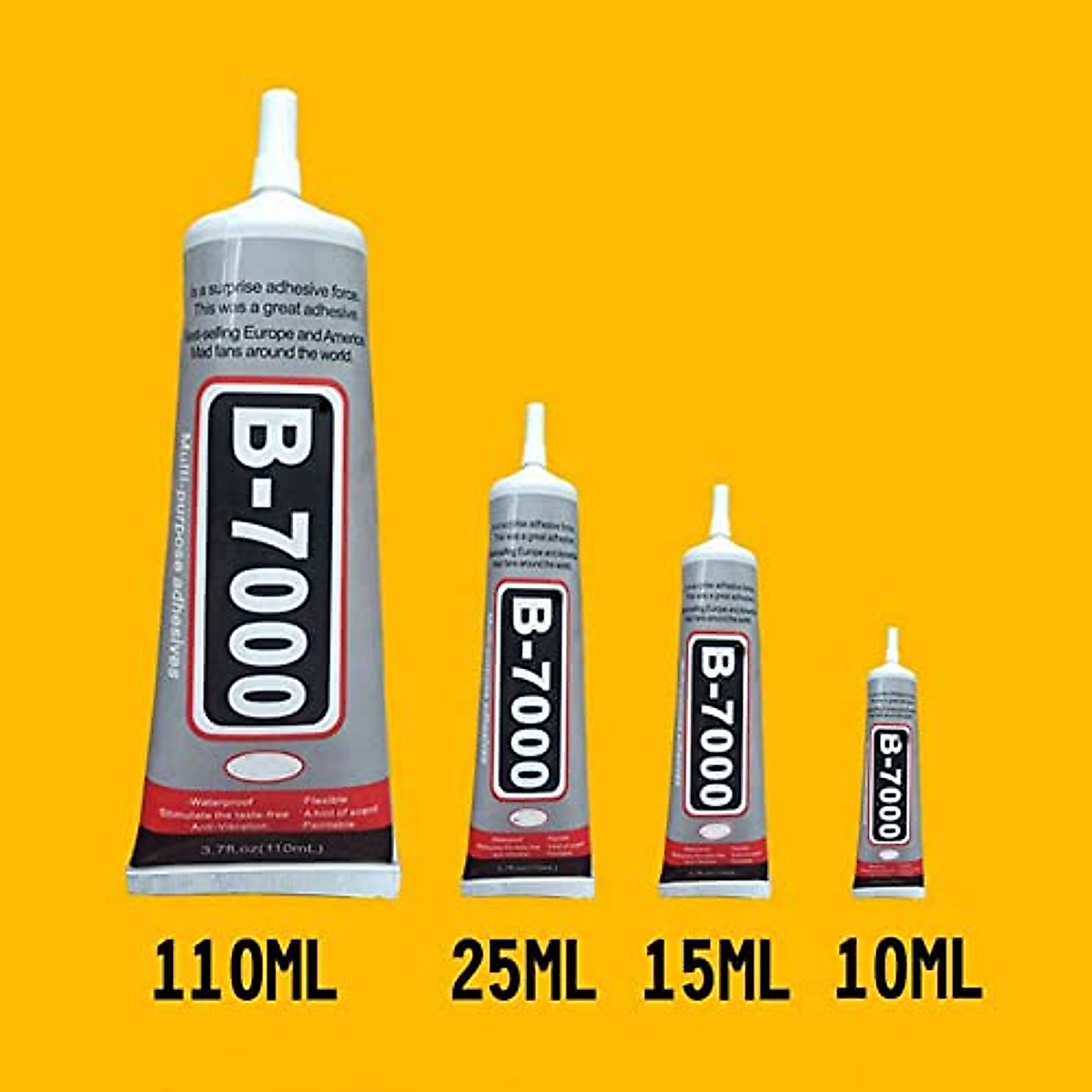 B-7000 Super Adhesive Glue Clear, Industrial Strength Glues Paste Adhesive for Glass, Plastic, Wood, Ceramic, Metal, Jewelry Making, Rhinestones Crafts, Cell Phones, Tablet, Clothes, Shoes 10ML