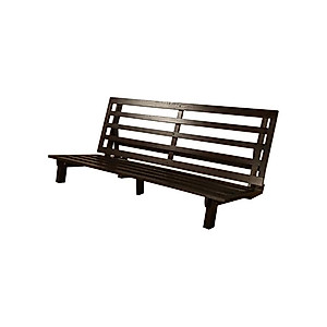 Kodiak Furniture Carson 75" Traditional Full-Size Wood Futon Frame, Solid Pine Construction, Assembly Required, in Java Brown Finish