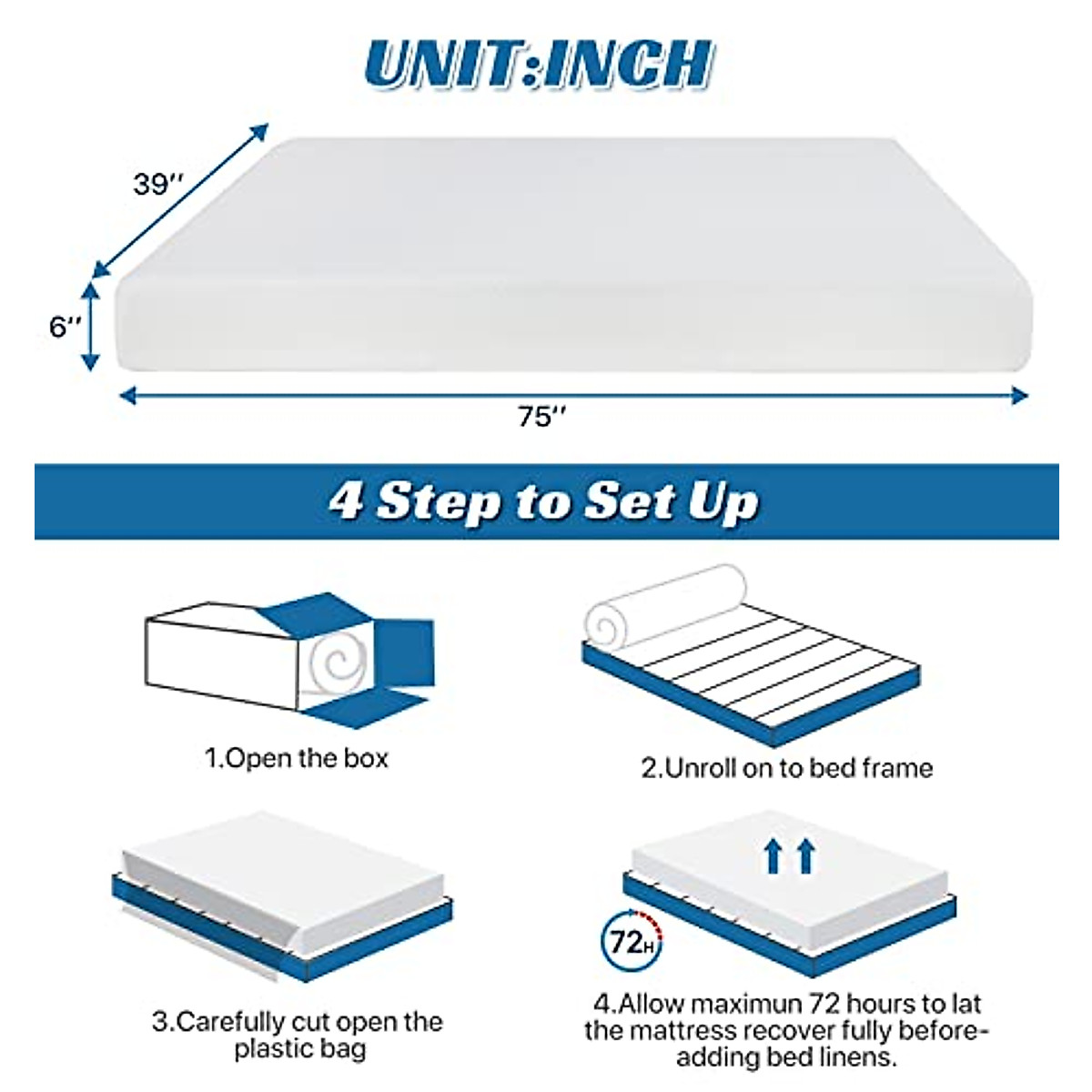Dkeli Twin Mattress, 6 Inch Gel Memory Foam Mattress for Cool Sleep & Pressure Relief, Medium Firm Single Twin Mattress for Kids, Bed-in-a-Box, CertiPUR-US Certified