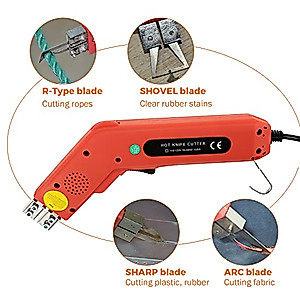 BEAMNOVA Rope Cutter Fabric Cutter,500° C Electric Hot Knife Cutter Tool Kit for Sponge, Cloth, Foam, Extruded Board,Styrofoam,with 4 Blades,Heavy Duty Case and Accessories (110V/100W)