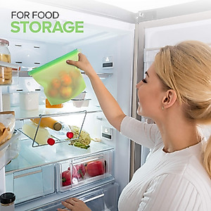 Reusable Ziploc Bags Silicone Food Storage Lunch Sandwich Snack Freezer Set 4 Leak Proof Exultimate