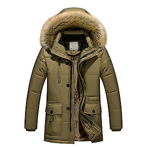 Teresamoon Men Winter Warm Hooded Zipped Thick Solid Fleece Coat Cotton-padded jacket (Most Wished & Gift Ideas)