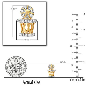 Dazzlingrock Collection 0.17 Carat (ctw) Round White Diamond Basket Ball Hoop Shape Hip-Hop Fashion Stud Earrings for Her | 10K Yellow Gold