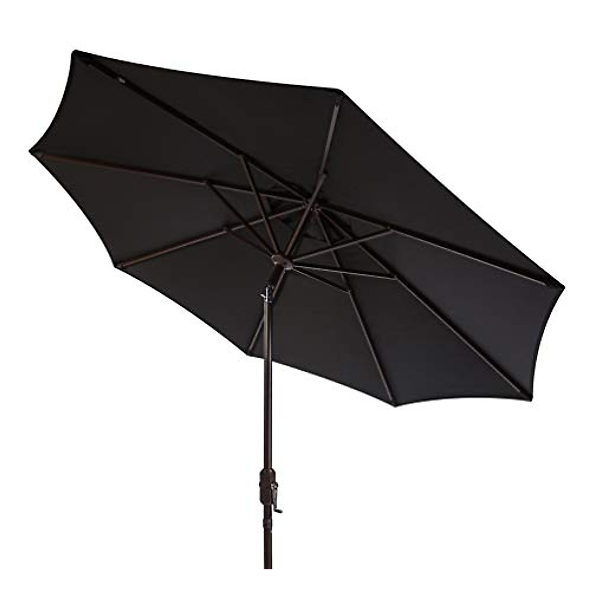 Safavieh PAT8001D Outdoor Collection Ortega Black Uv Resistant 9 Ft Auto Tilt Crank Umbrella