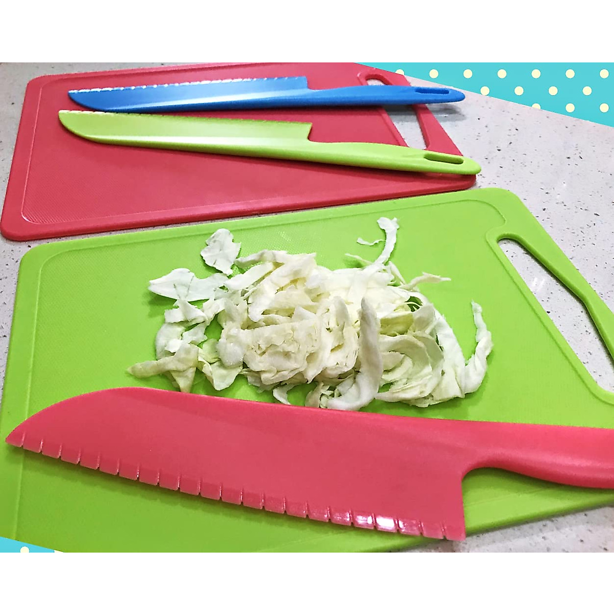 jawbush 11" Professional Salad & Bread Knife, Plastic Lettuce Knife for Veggies, Fruit, Cake, Salad, Serrated Chef Knife for Cooking and Cutting - Safe Nylon Knife for Nonstick Pans, Pink