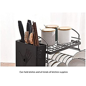 Plate Rack Draining Dish Rack Dish Drying Rack, 2 Tier Dish Rack With Drainboard, Dish Drainer With Utensil Holder And Cup Holder Pan Plate Holder
