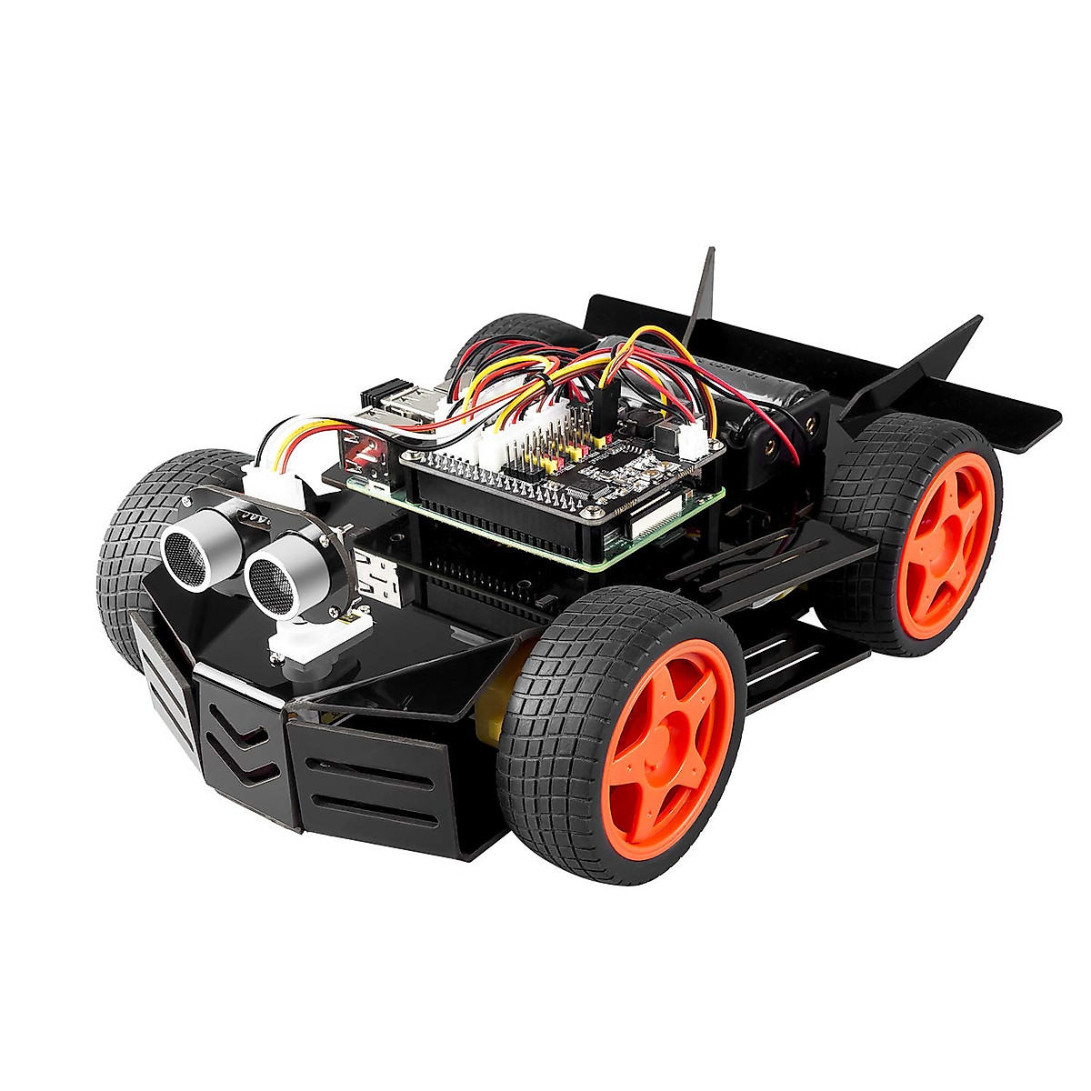 SunFounder Robot Car Kit for Raspberry Pi, 4WD HAT Module, Ultrasonic Sensor, Velocity Measurement Module etc. Electronic DIY Robot Kit for Teens and Adults, Raspberry Pi/TF Card/Battery not Included