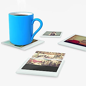 Mustard Glass Coasters Set Personalize Your Drinks Mat - Instant Photo