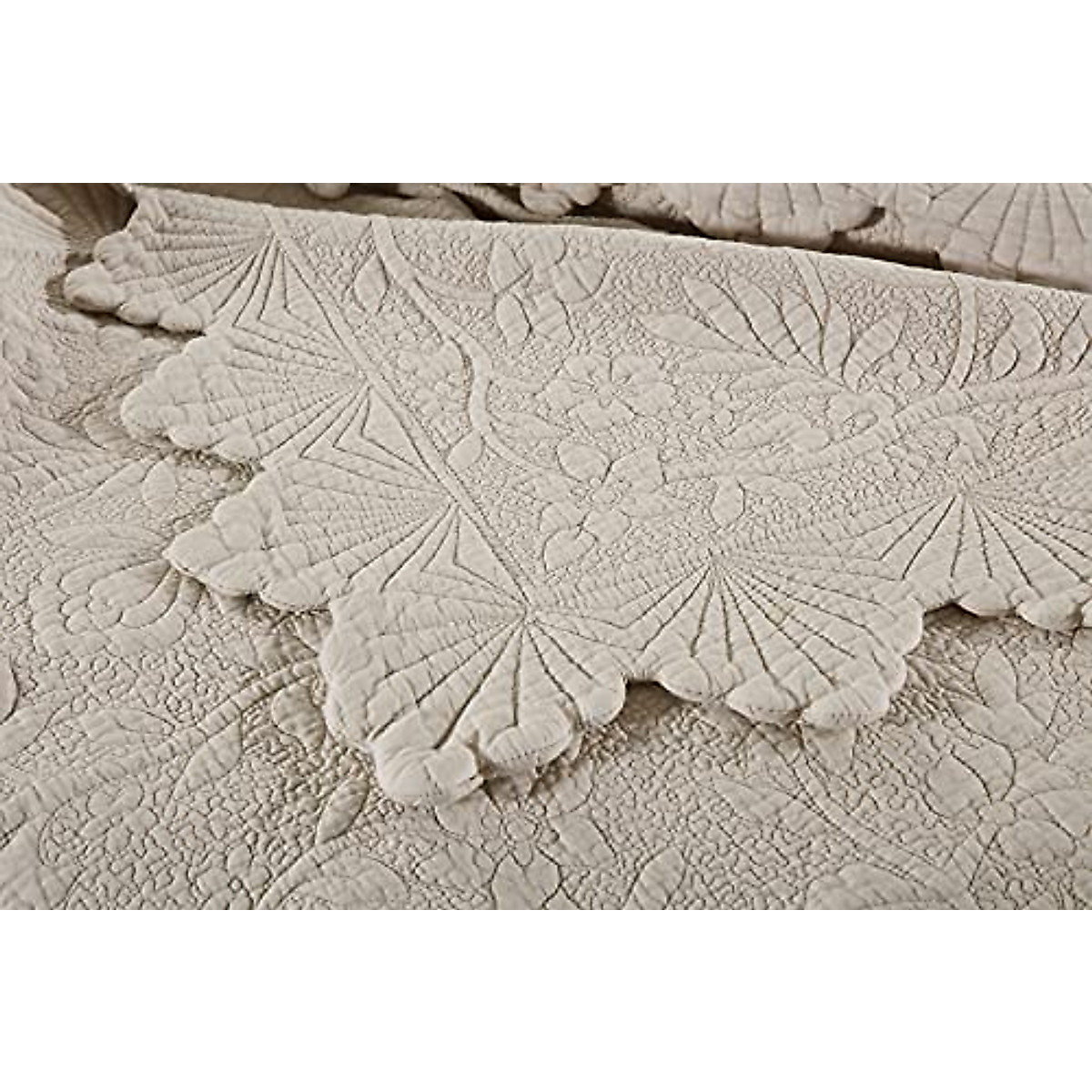 Brandream 6PC Cotton Quilt Bedding Set Queen King Size Cotton Queen Size Bedspreads Scalloped Farmhouse Quilts Set
