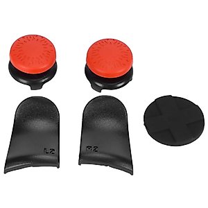 5 in 1 Controller Accessory for, Thumb Stick Grip Key Joystick Cover, L1/R2 Key Extender, Joystick Key, Cross Key (red)