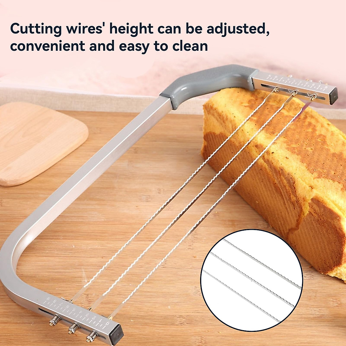 Adjustable Cake Leveler, Professional Layer Cake Slicer Cutter with 3 Stainless Steel Blades Baking Accessories for Bread Loaf Cake