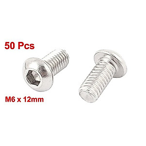 uxcell M6x12mm Stainless Steel Hex Socket Button Head Screws 50 Pcs