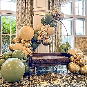 NISOCY Gold Metallic Chrome Latex Balloon Arch Garland Kit, 102PCS 18In 12In 10In 5In for Festival Picnic, Engagement, Wedding, Birthday, Gold Theme Anniversary Celebration Decoration with 33ft Ribbon