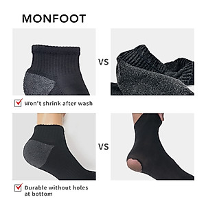 MONFOOT Women's and Men's 6 Pairs Daily Cushion Comfort Fit Performance Quarter Socks Large, multipack