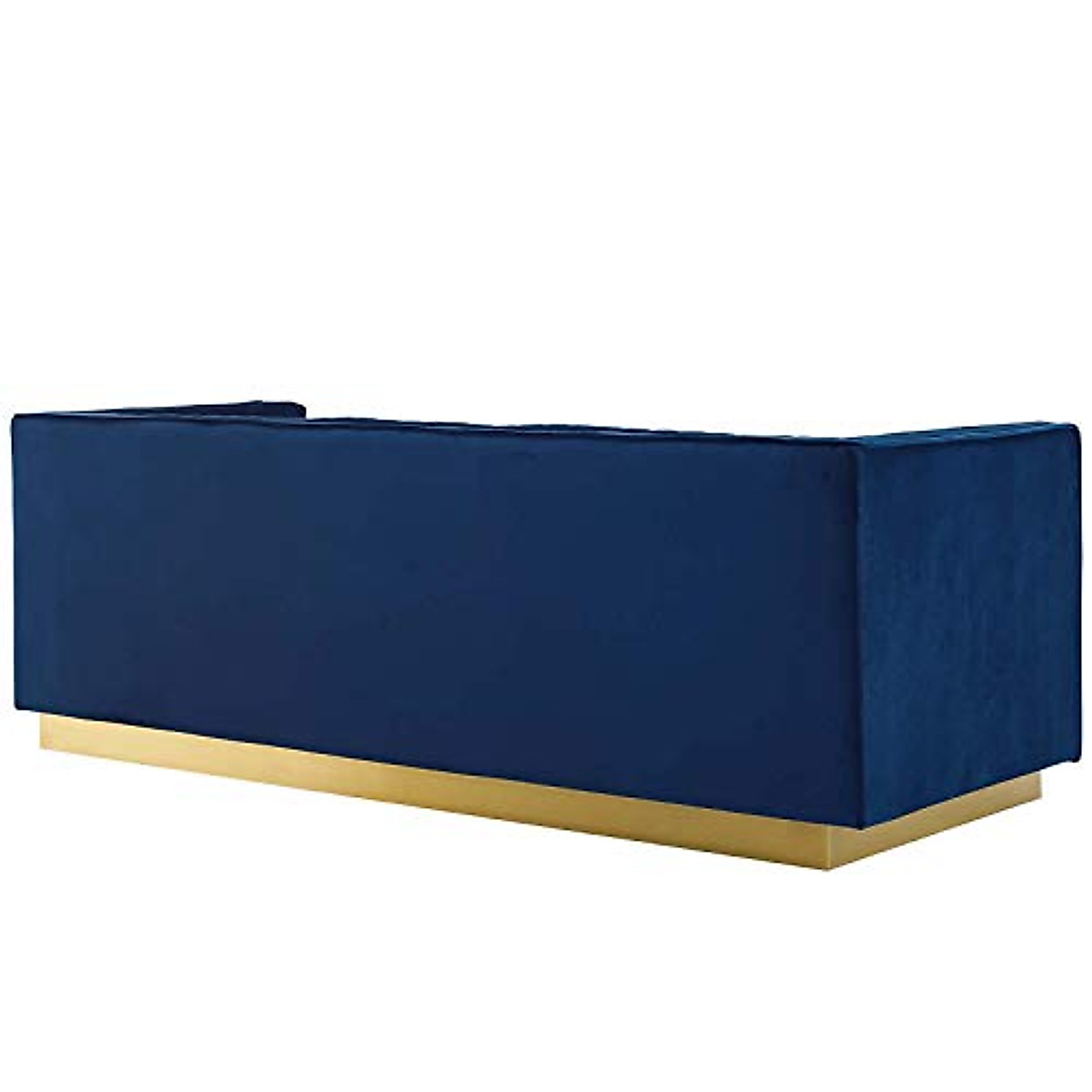 Modway Sanguine Vintage Glamour Channel Tufted Performance Velvet Upholstered Sofa in Navy