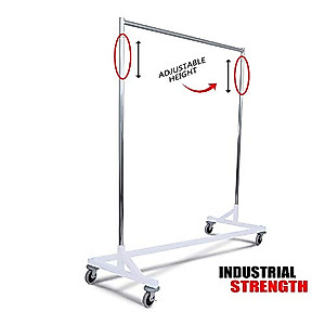 Only Hangers Commercial Grade Garment Z-Rack with White Base. Includes Cover Supports & Clear Vinyl Cover