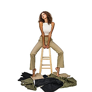 KHAKI & BLUE Women's Work Pants – Low Rise Flared Leg Bootcut Casual Trousers with Pockets 79626JTW098CA Khaki 10