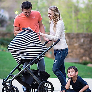 Creation Core 3 in 1 Nursing Breastfeeding Cover Baby Car Seat Cover Canopy Stretchy Carseat Canopy Grocery Cart Cover (Blue)