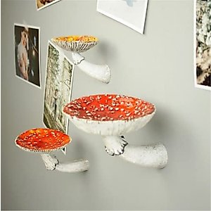 Unlicreat Cute Mushroom Wall Decor Floating Shelf, Floating Shelves Mushroom Hanging Shel Mounted, Creative Art Rack for Living Room Kitchen Bathroom (XL, 3 pcs Sets)