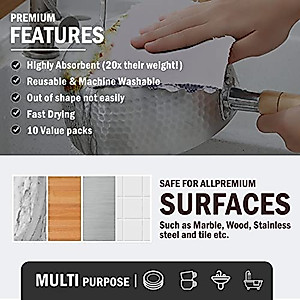 SWEET DOLPHIN Kitchen Dishcloths Dish Towels Rayon Made from Bamboo, Super Absorbent Cleaning Cloths, 7 x 9 Inch, 10 Pack, White