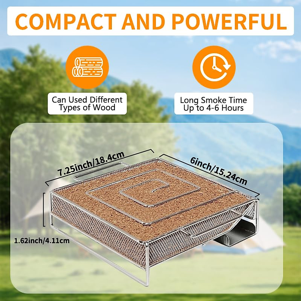 Joyagrill 8'' Cold Smoke Generator spiral square, More Durable with thicker material, Perfect Idea for Hot or Cold smoking with smoking dust on BBQ Grill and Smoker, Cold smoking time up to 4-7 Hours