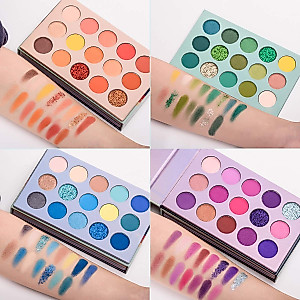 60 Colors Eyeshadow Palette, 4 in1 Color Board Makeup Palette Set Highly Pigmented Glitter Metallic Matte Shimmer Natural Ultra Eye Shadow Powder Easy to Blend