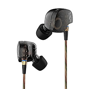KZ FBA_4330330199 Beteran ATE -ATE Dynamic Balanced Armature IEMS In Ear HIFI Monitors DJ Studio Stereo Music Earphones Headphone Earbuds For Mobile Phone iPhone Samsung MP3 MP4 Music Player no Mic (Balck)