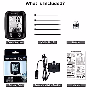 Hilceriy Bike Computer and Bicycle Odometer Wired KM/H Bike Speedometer with Automatic Wake-Up Cycling Speed Tracker LCD Display & Single Mileage & Multi-Functions & Calories Statistics