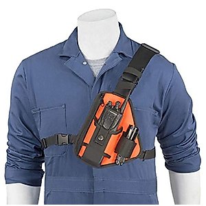 HOLSTERGUY RCH-101ORU (Orange) Radio Chest Harness Shoulder Radio Holster Chest Pack Adjustable Single Radio Pouch Two-Way Radio Holster for Motorola Radios and Walkie Talkies RCH-101ORU Made in USA