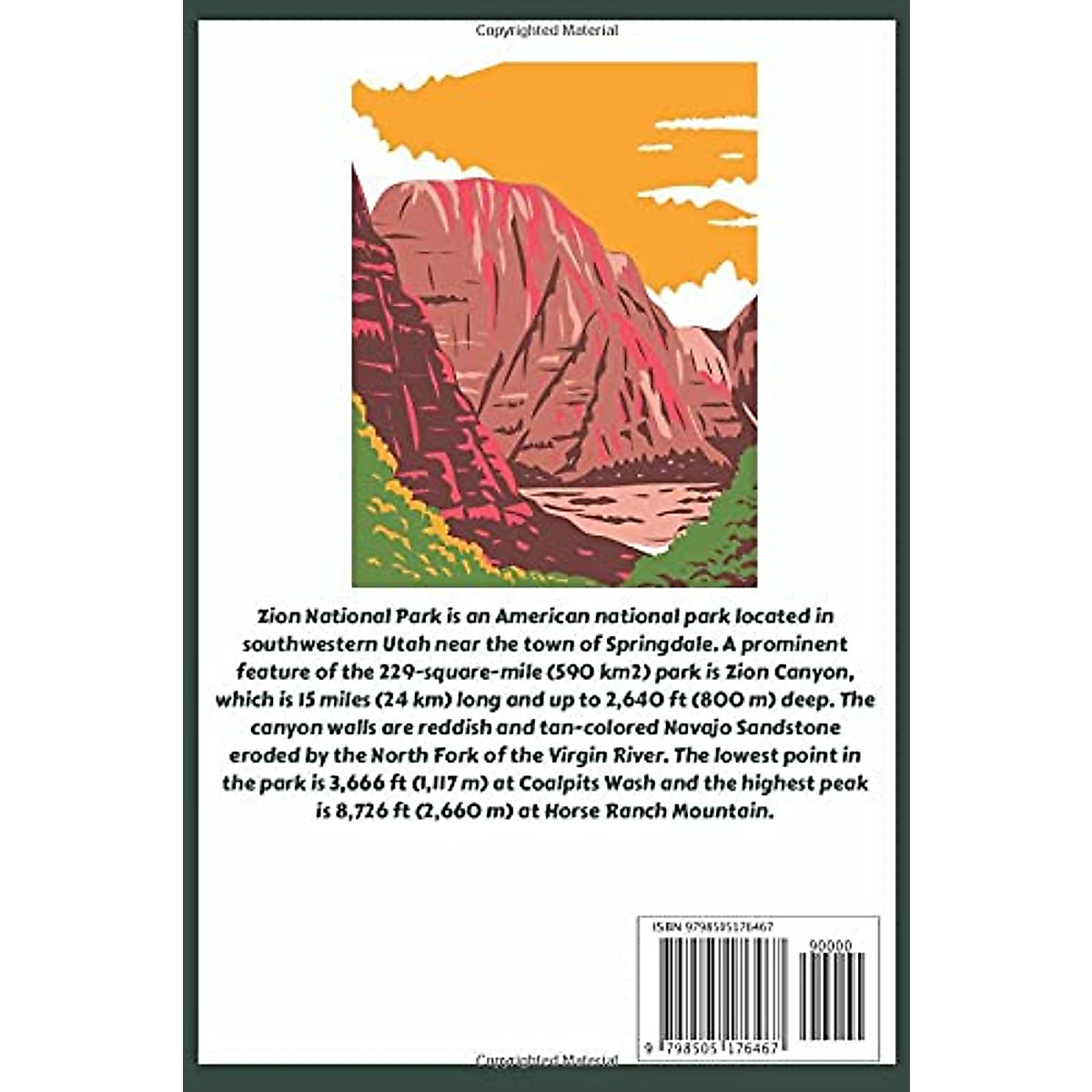 National Parks Notebook: Zion National Park NOTEBOOK Blank Paper | 80 Pages | 6 in x 9 in