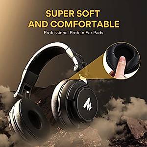 MAONO 50MM Drivers Studio Headphones AU-MH601 Over Ear Stereo Monitor Closed Back Headphones for Music, DJ, Podcast (Black)