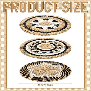 Boho Wall Basket Decor Set of 3 Decorative Bulrush Woven Basket Wall Decor Set Rustic Hanging Handmade Round Woven Wall Decor with African Design for Living Room Bedroom Farmhouse Gift Idea