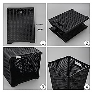 Pekky 2-Pack Plastic Folding Hamper, 42 L Collapsible Laundry Basket, Black